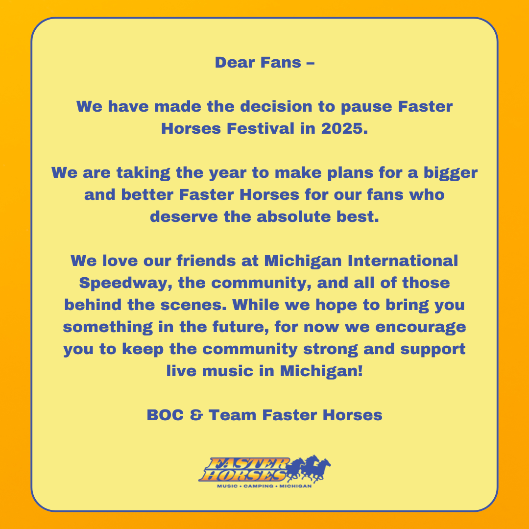 Faster Horses 2026 Lineup Michigan