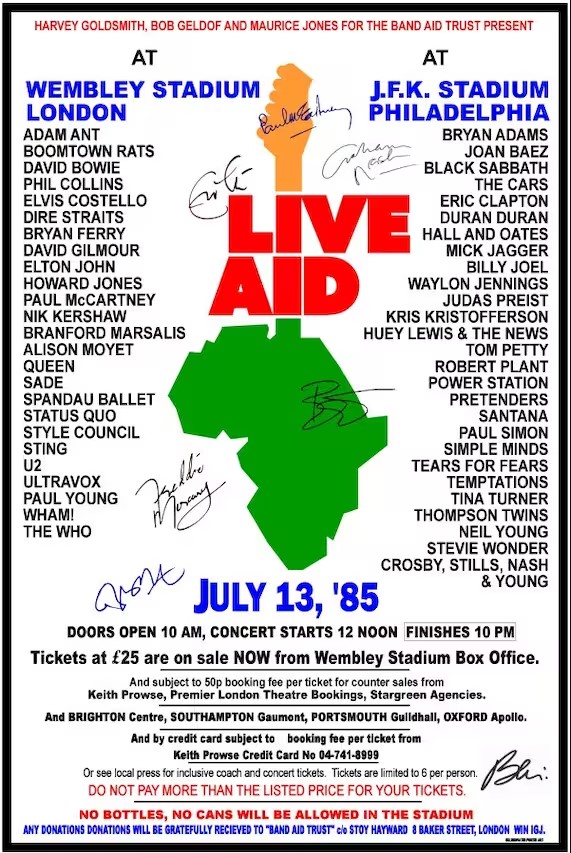 Live Aid Concert Lineup Order